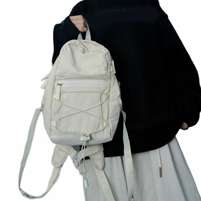 Легкий рюкзак для путешествий ins mini casual bag на шнурке-кремово-белый