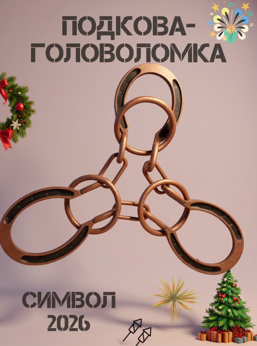 Головоломка металлическая три подковы средний уровень сложности для детей и взрослых
