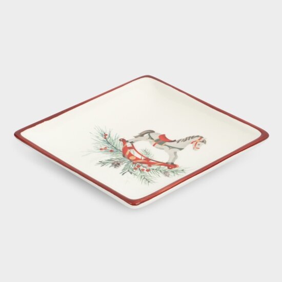 Блюдо Anna Lafarg Festival Лошадка 15х15 см, квадратное, керамика, красный (ANLAF-FDH-0303-20)