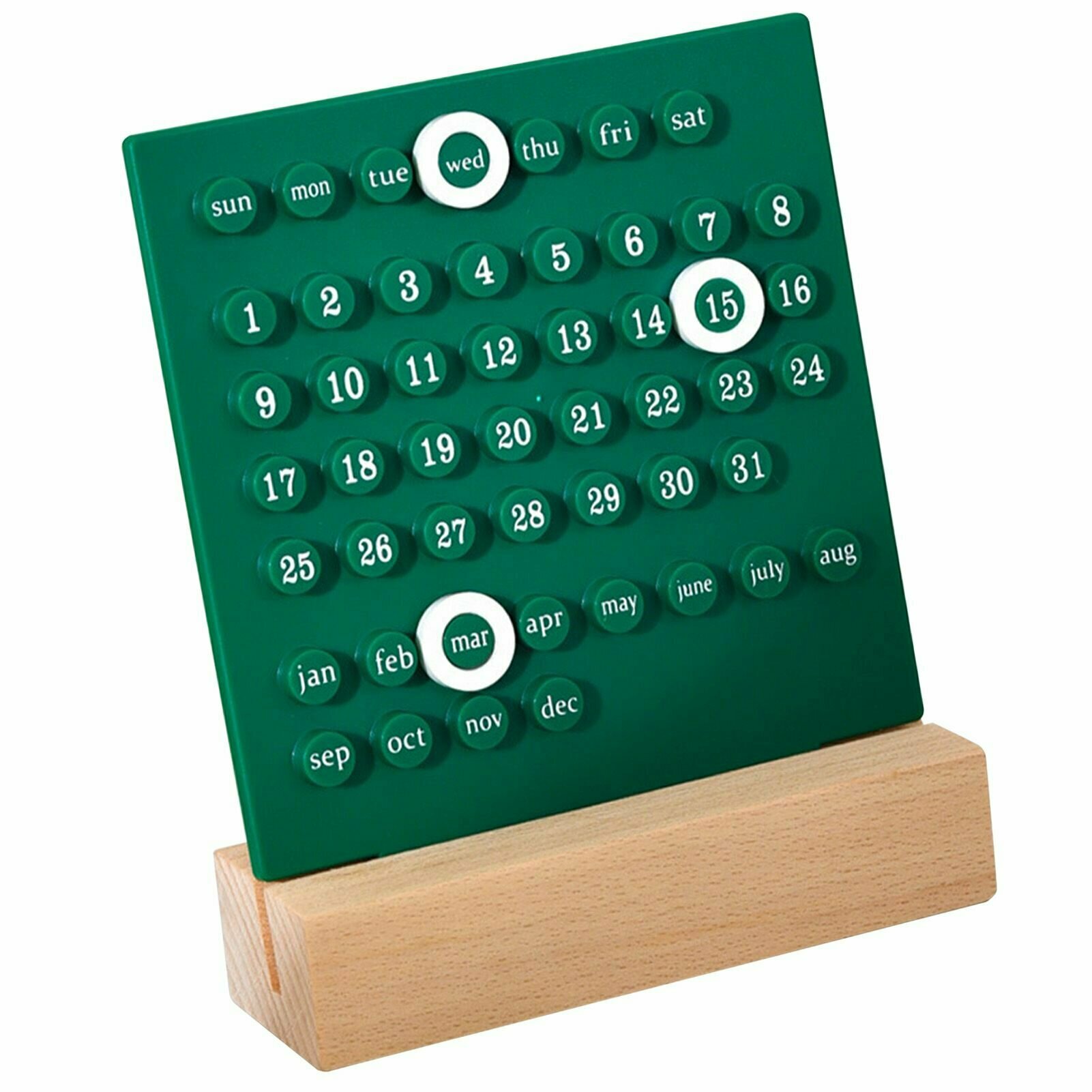Деревянный календарь для детей, DIY, развивает навыки планирования, зеленого цвета, идеальный выбор для дома, материалы ABS и дерево, вес 273г