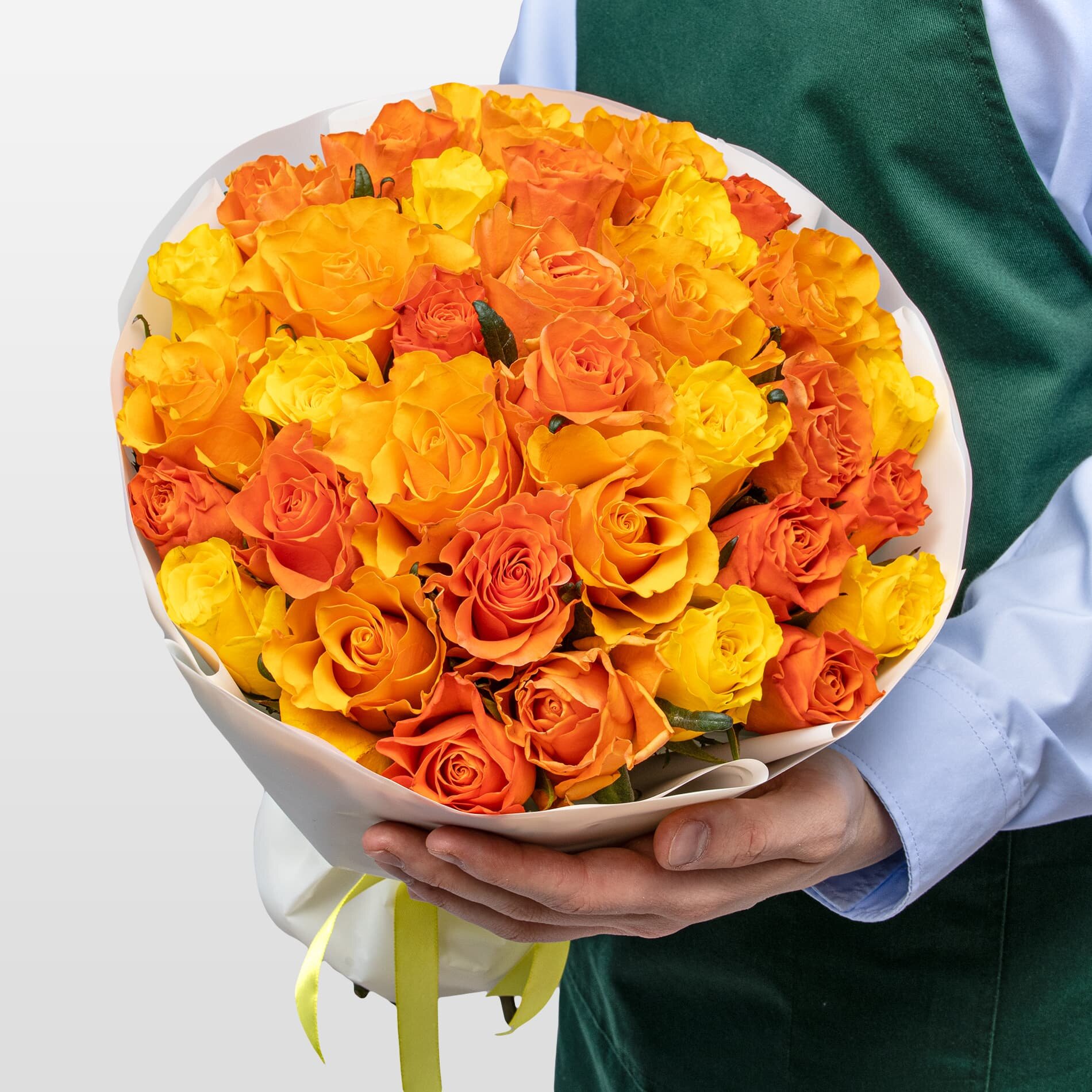 Букет Роз Кения 40 см желто-оранжевый микс 31 шт Витамин Счастья