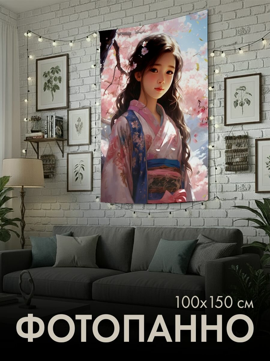Панно тканевое PrintyFull / 100x150 см / молодая девушка