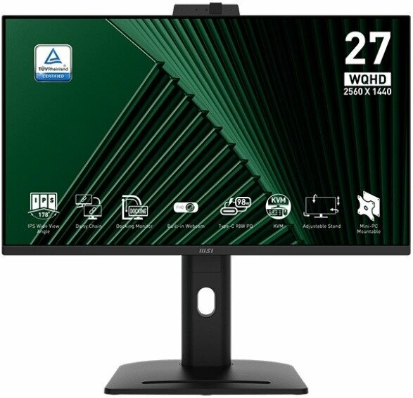 Монитор 27" MSI PRO MP275QPDG IPS 2560x1440, 100 Гц, 4 мс, 16:9, 250 кд/м², 2xHDMI, 1xDP, 1xUSB-C, 4xUSB-A 3.2 Gen1, 2x2 Вт, черный