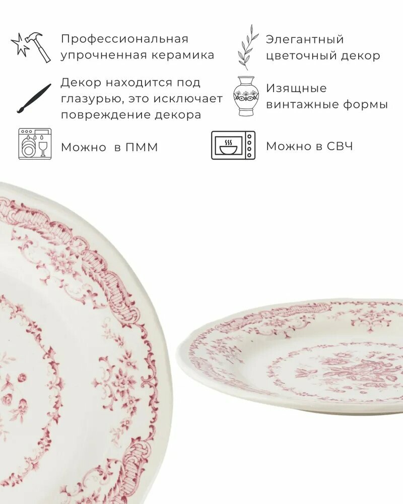 Тарелка "прованс" 20.7 см 1 шт розовый