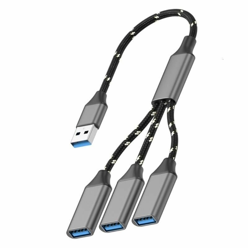 USB 2.0 адаптер для внешних накопителей, клавиатур и мыши, - USB-кабель серого цвета с оплеткой