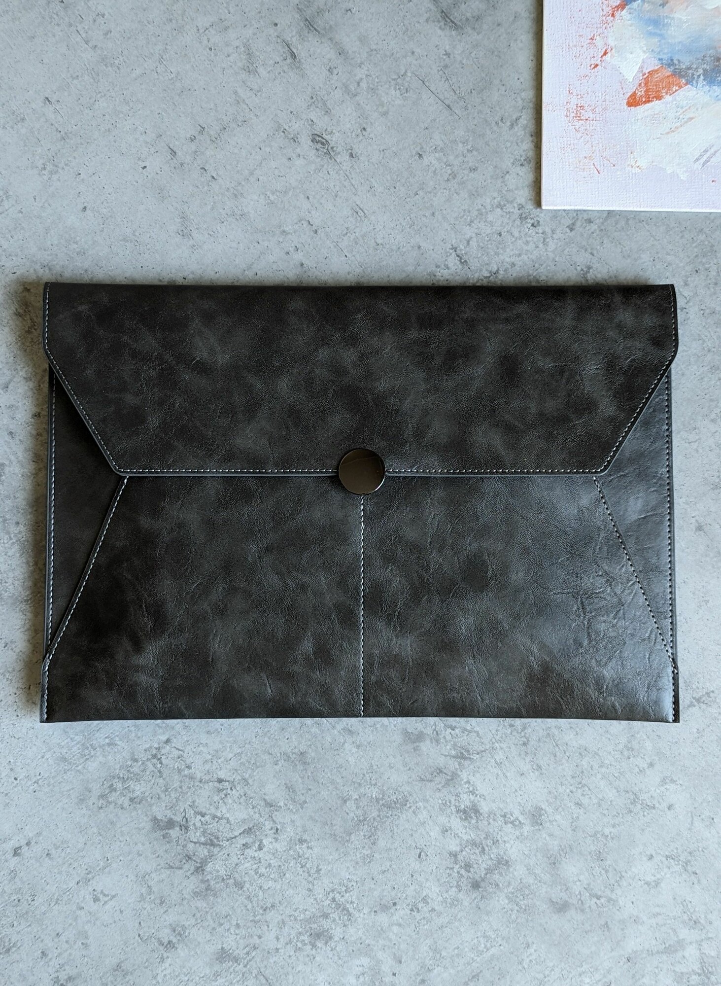 Папка для документов а4 / Кожаная папка на кнопке, т-серый