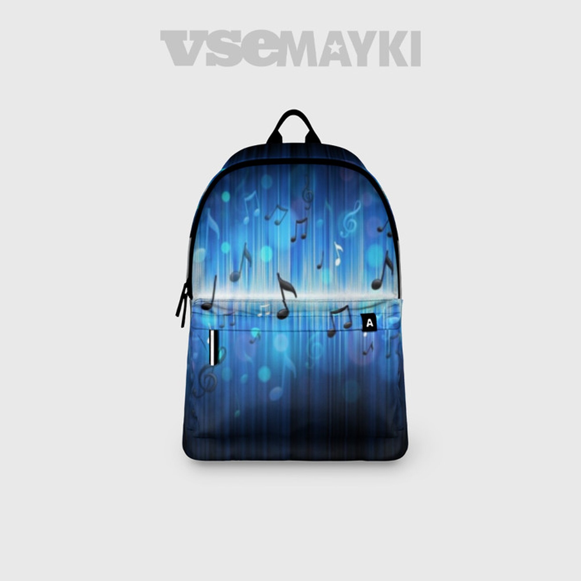 Рюкзак VseMayki с принтом Абстракция музыка, One size, белый