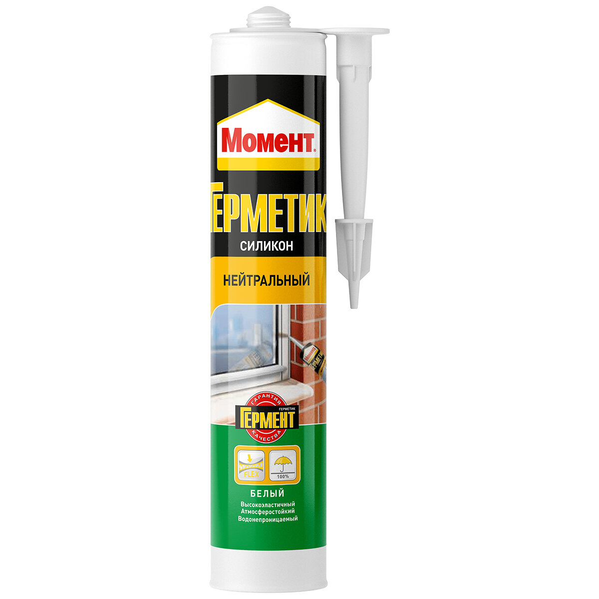 Герметик HENKEL "Момент", силиконовый, нейтральный, белый, 280 мл