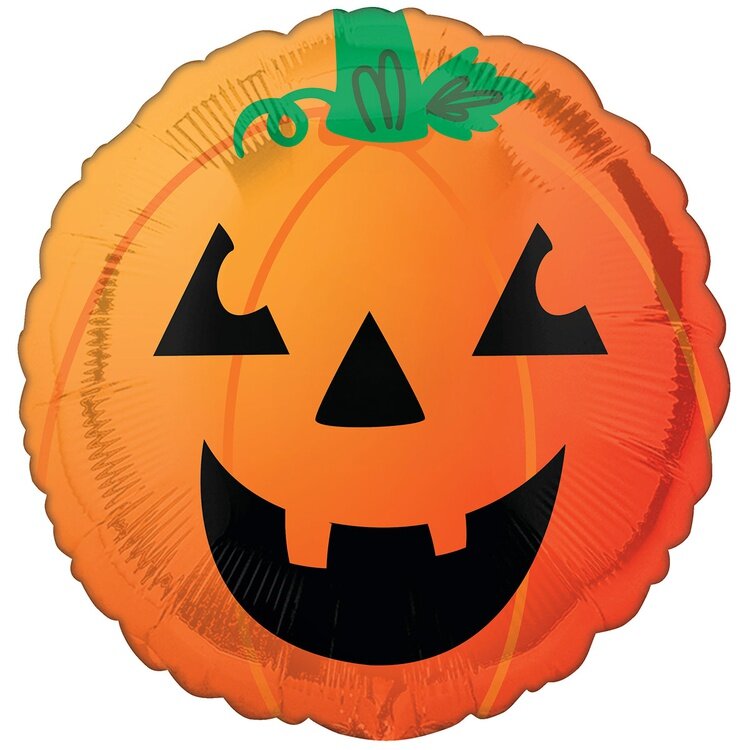 Воздушный шарик Anagram 18", Halloween, тыква улыбающаяся