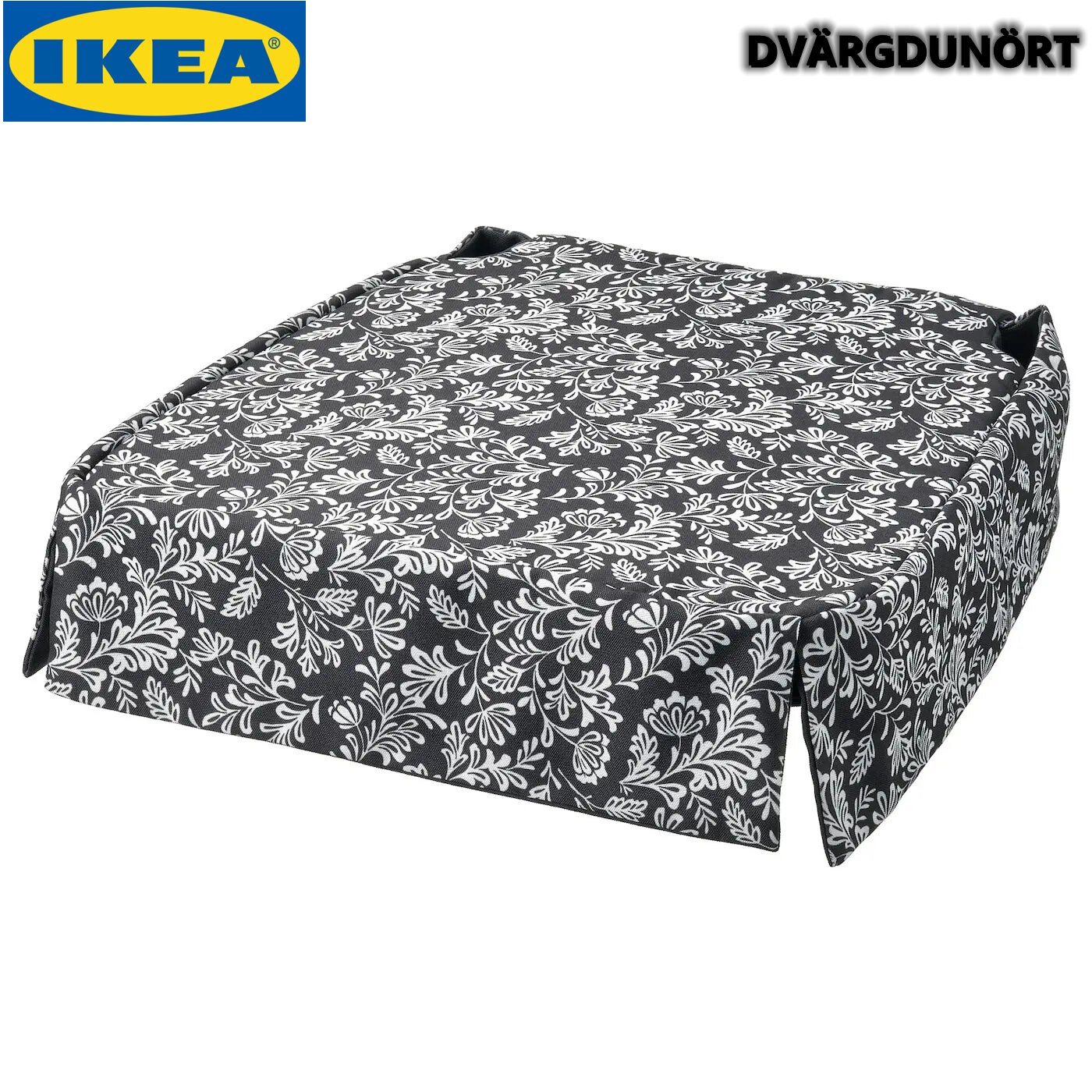 Подушка на стул DVÄRGDUNÖRT IKEA, хлопок, съёмный чехол, квадратная, Двусторонний, 42×43 см, Чёрный