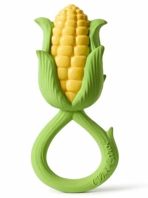 Погремушка-прорезыватель для зубов Oli&Carol - Кукуруза, из натурального каучука - B0CJ7HWQ7J