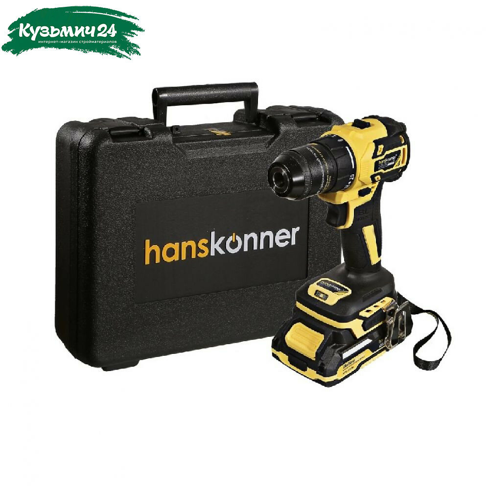 Аккумуляторный шуруповерт Hanskonner HCD2065C, 18 В, 65 Нм, 2 акк. х 2,0 Ah+з. у.