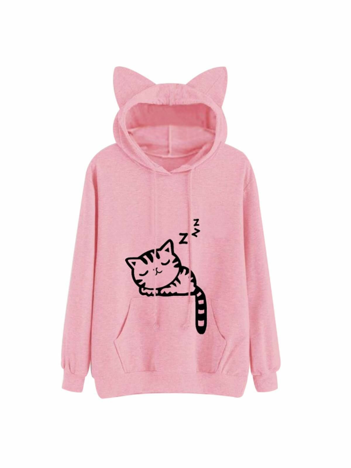 Кофта с кошачьими ушками, Розовый - M