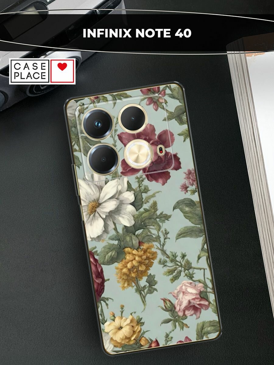 Чехол на Infinix Note 40 / Инфиникс Нот 40 с принтом Акварельные красные цветы