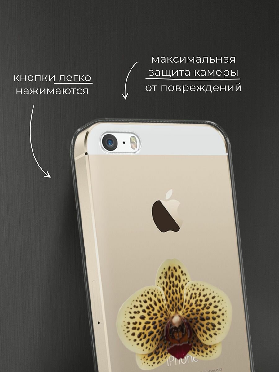 Чехол на Apple iPhone 5/5S/SE / Айфон 5/5S/SE с принтом Желтая орхидея — фото 1