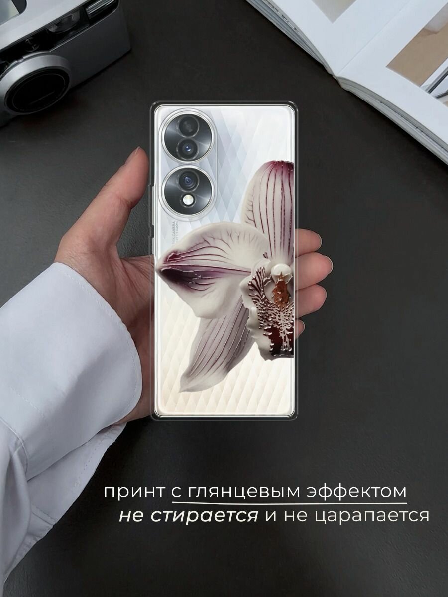 Силиконовый чехол на Honor 70 / Хонор 70 с принтом Белая орхидея — фото 1