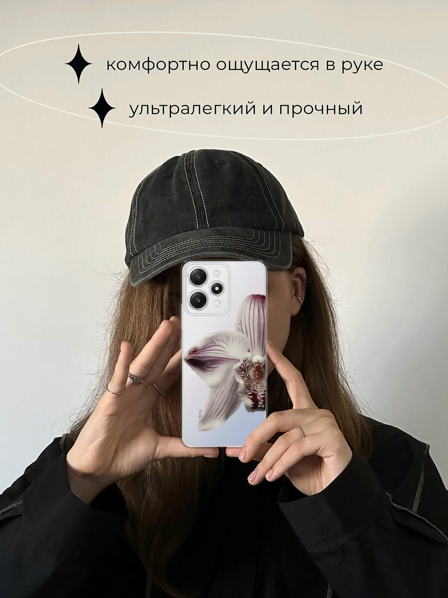 Чехол на Xiaomi Redmi 12 / Сяоми Редми 12 с принтом Белая орхидея — фото 1