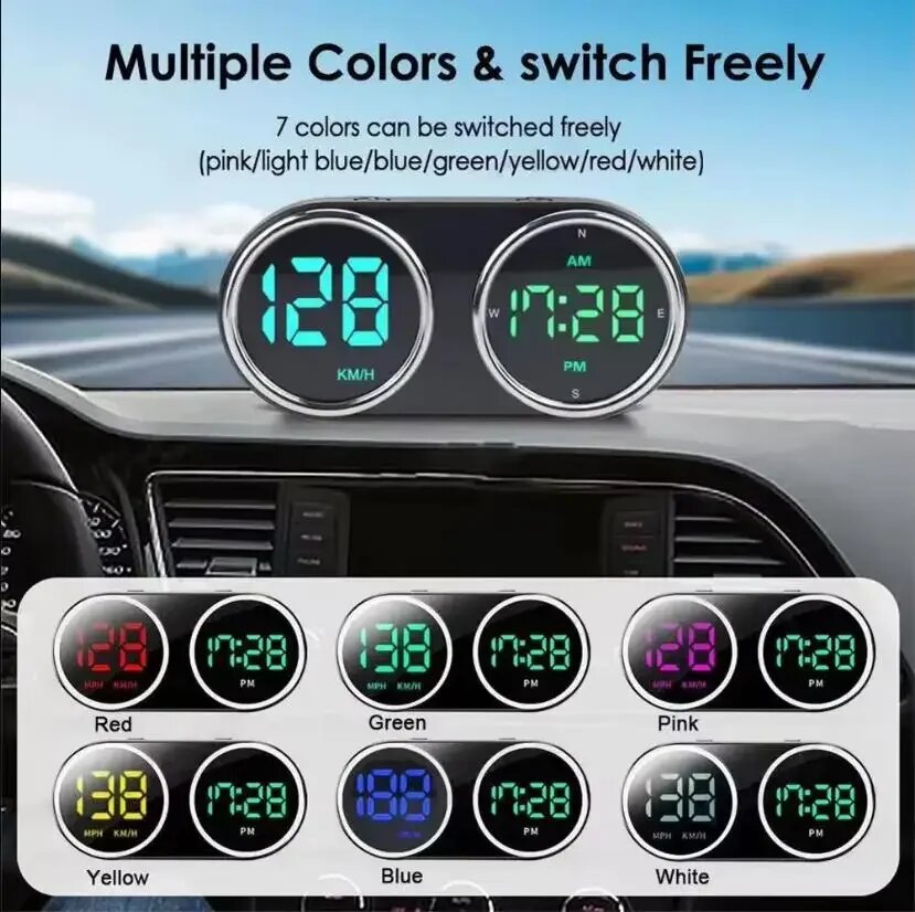 Цифровой GPS-спидометр Plug And Play С HUD-дисплеем, Предупреждением О Превышении Скорости, Часами, Отображением KM/MPH