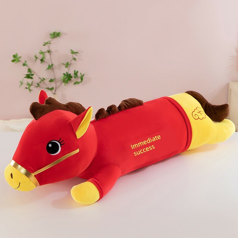 Плюшевая игрушка-талисман «Год Лошади», красная кукла-лошадь по знаку зодиака, плюшевая подушка для сна для мужчин и