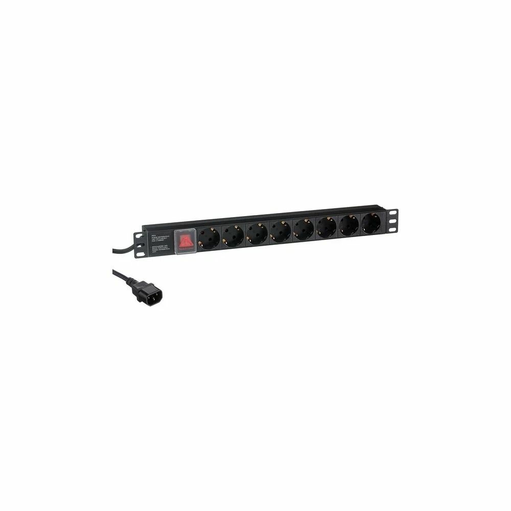 Блок розеток ExeGate ServerPro PDU-19H806 Al-8S-C14-3CU-SW 19 1U алюминий 8Schuko кабель с C14 3м 280845
