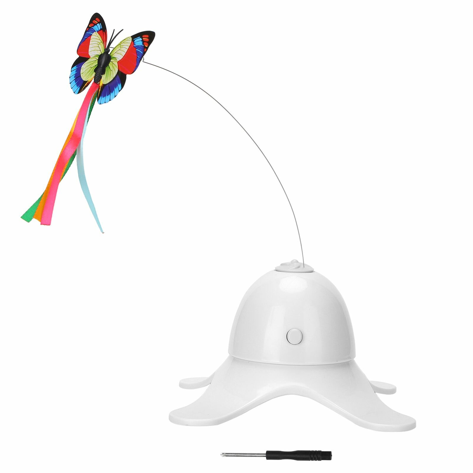 ABS интерактивная электрическая вращающаяся мигающая имитация для бабочки, сменная игрушка для кошек, белая