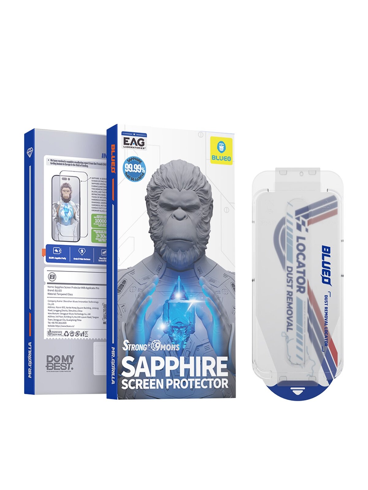 BlueO сапфировое стекло для iPhone 17 Pro/17/16 Pro, SAPPHIRE Black (+installerPro)