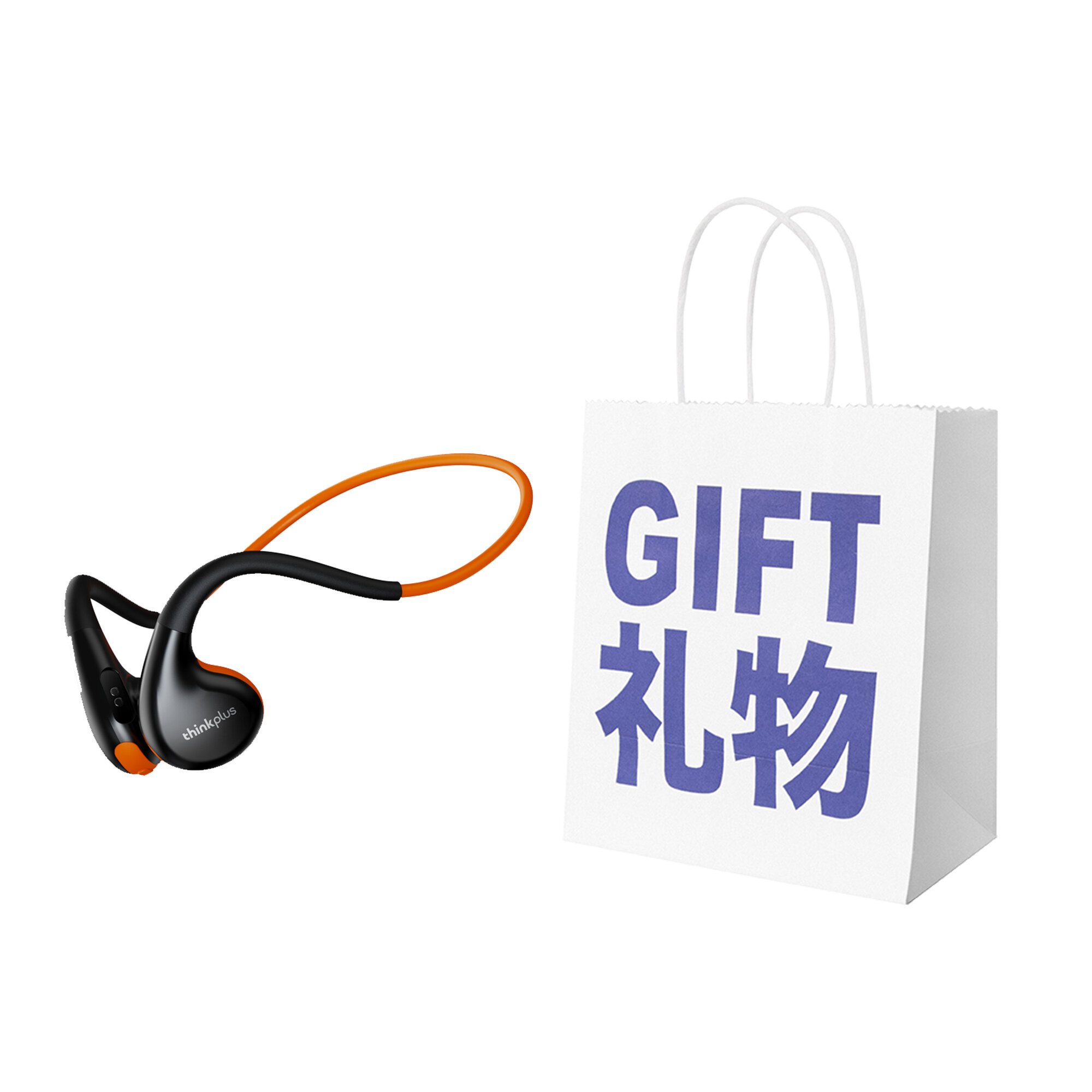 Наушники беспроводные Lenovo black+white shopping bag