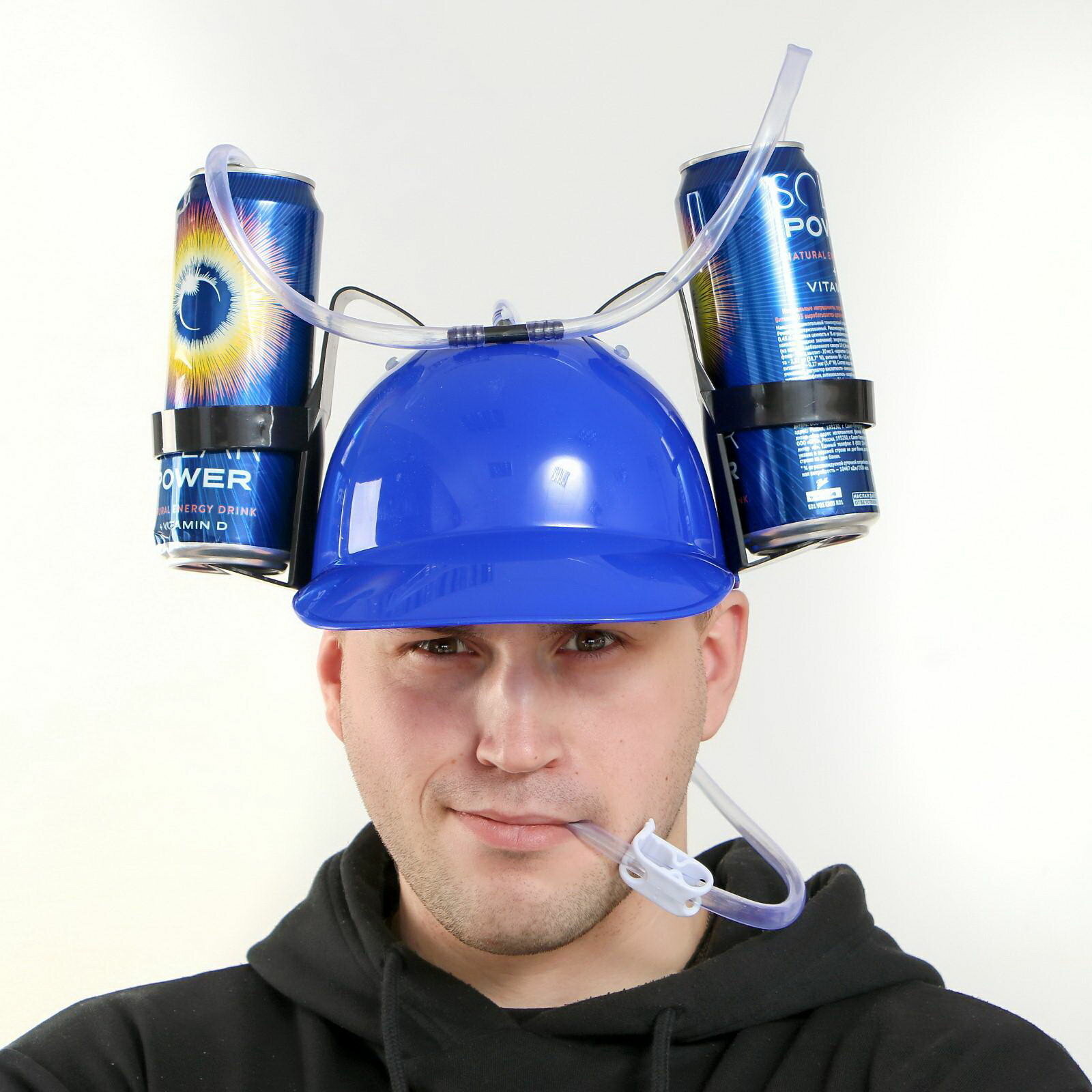 Карнавальная каска с отверстиями под банки, цвет синий, вид шляпы: шлем (каска)