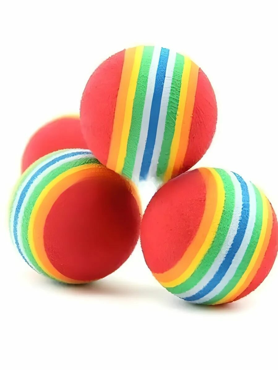Игрушка пробковая "Мяч Радуга", для кошек, диаметр 3.5 см, красный