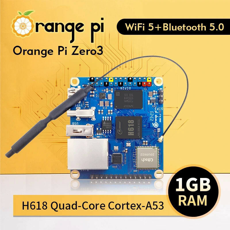 Orange Pi Zero 3 1 ГБ памяти DDR4 Allwins H618 WiFi 5 + Bluetooth 5.0 Электронные компоненты