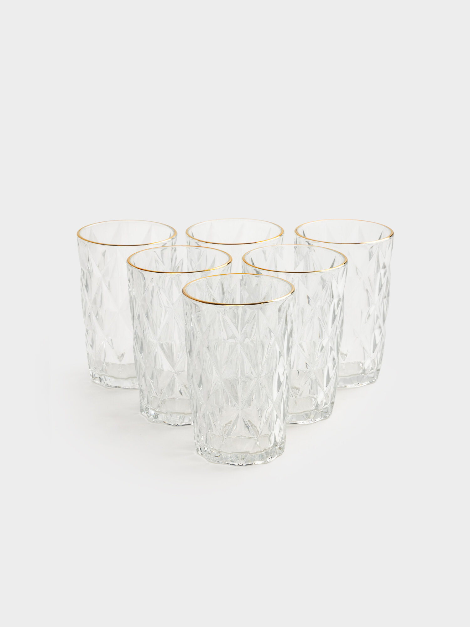 Стакан, 13 см, 340 мл, 6 шт, стекло Р, с золотистым кантом, Rhomb gold