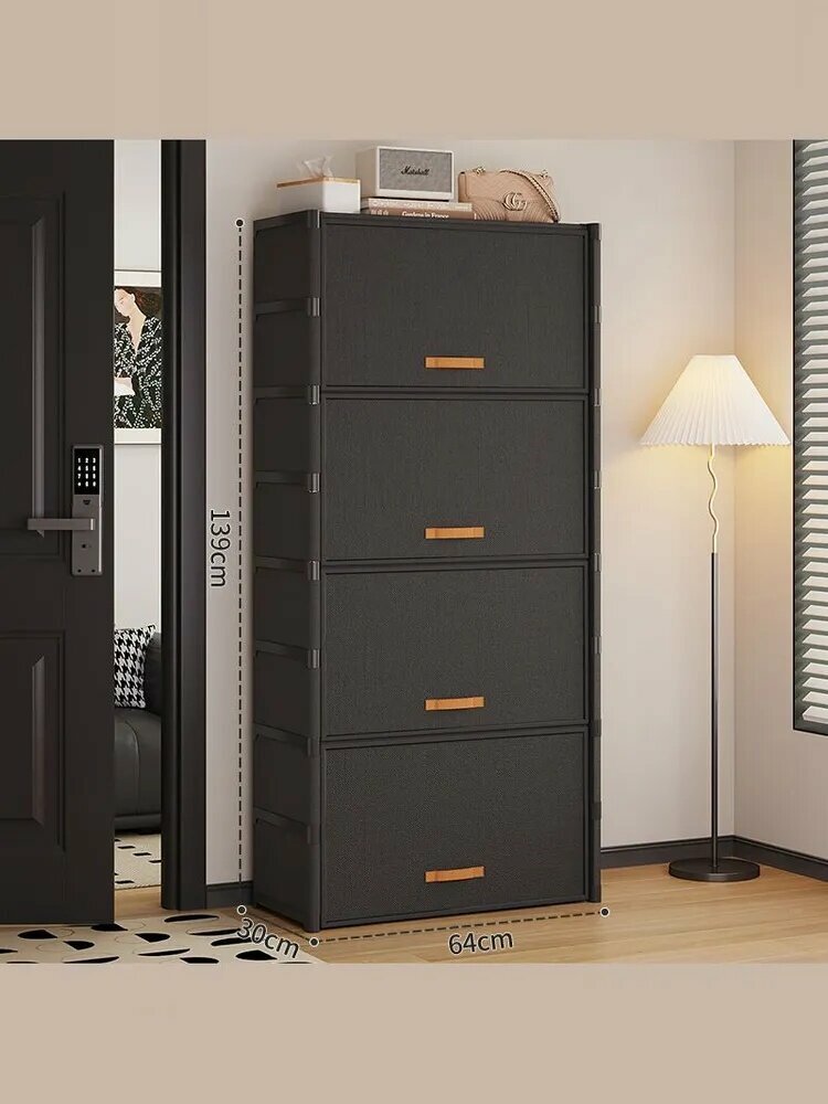 Обувница, Пластик, Текстиль, 64х30х139 см