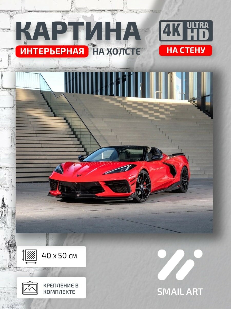 Картина на холсте интерьерная 40 на 50 на стену Corvette Stingray для спальни атмосфера