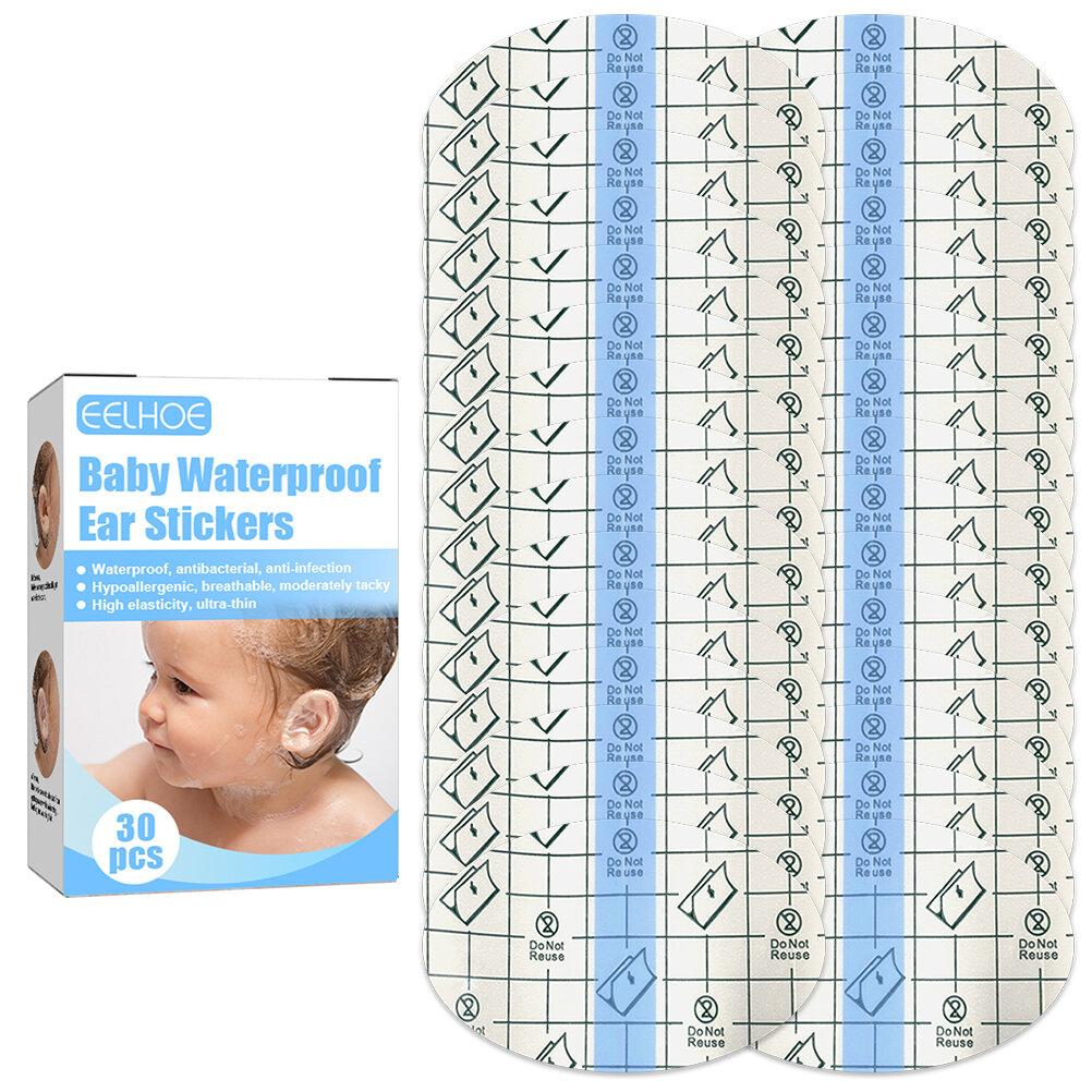 30 Pack/Box Baby Waterproof Ear Stickers Protector Covers for Swimming Showering Surfing Water Sports