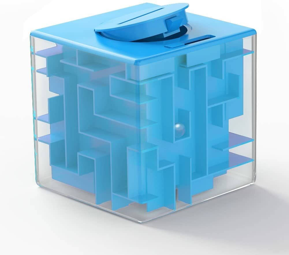 Ящик-лабиринт для детей и взрослых - способ подарить подарок близким - игра для праздников День рождения Рождество - Синий, материал акрил, для возрастов 6 лет и старше, в комплект входят ящик подарок/ПК и инструкция