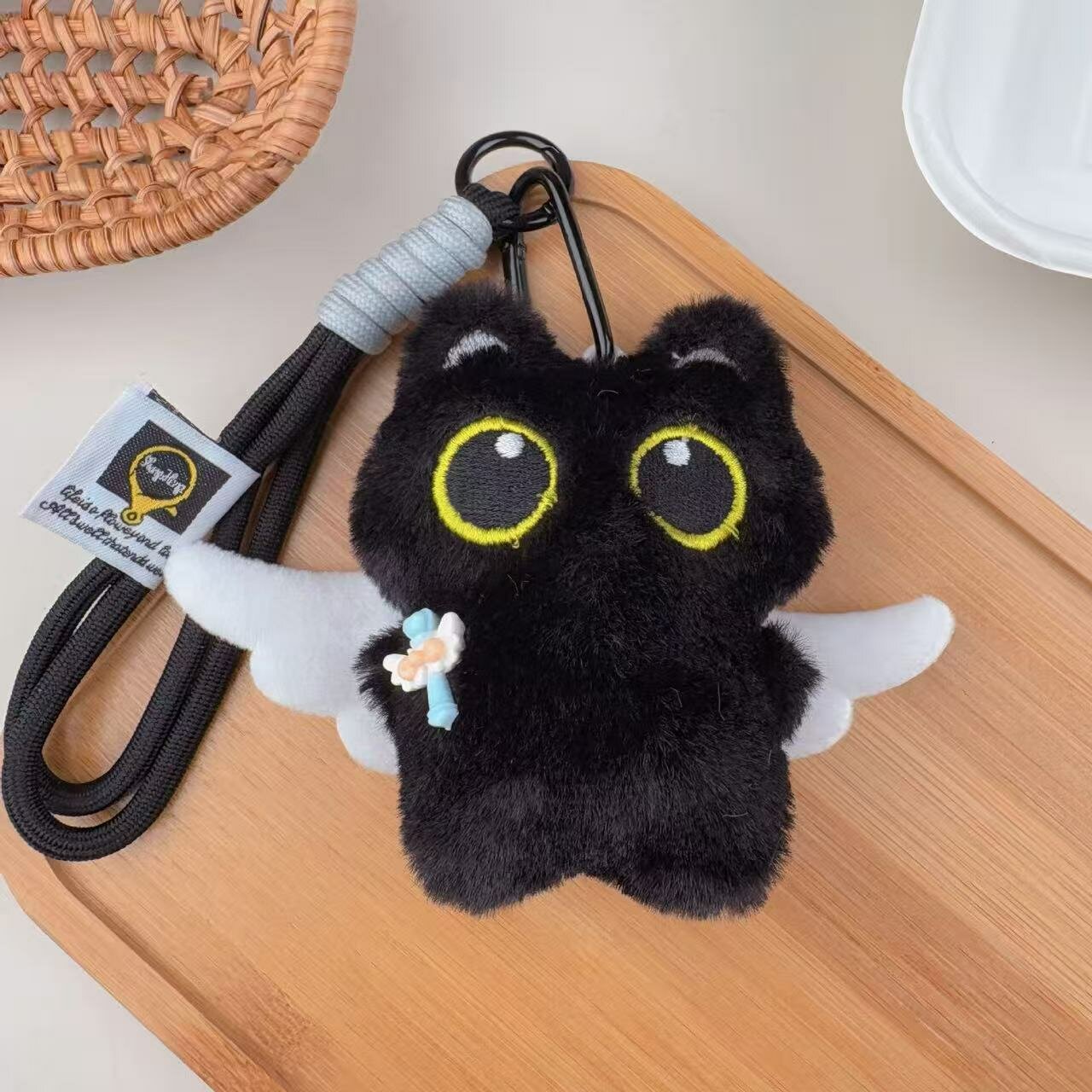 Плюшевый брелок черный кот A