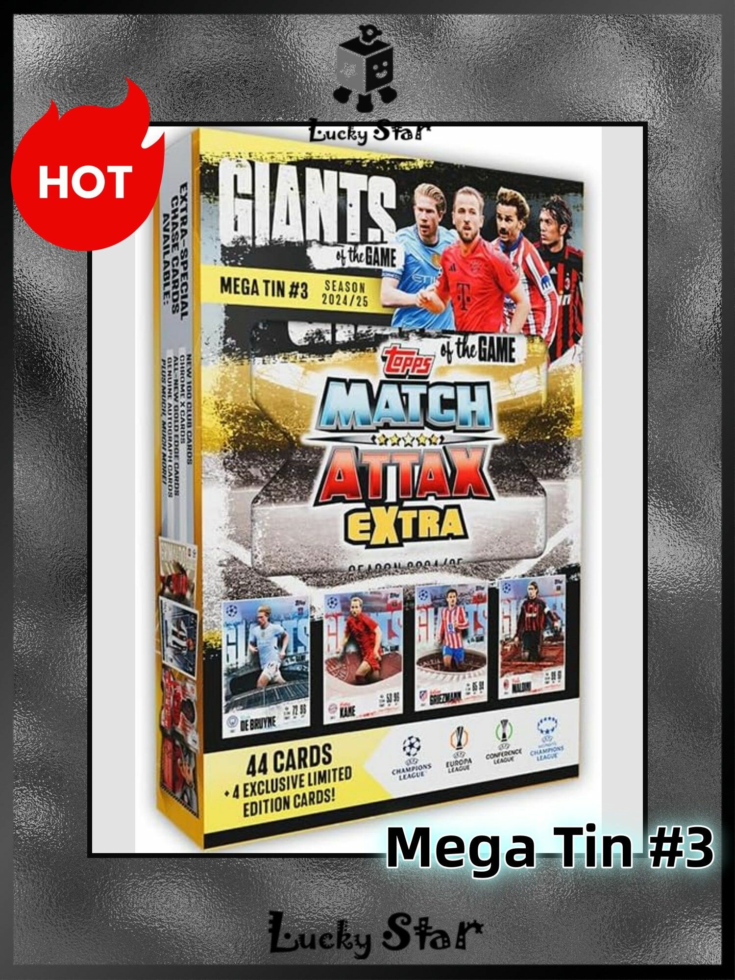 Карточка, Topps Match Attax Extra 2025 - Mega Tin #3 - Giants of the Game! 48 cards including 4 exclusive Giants of the Game LE cards, Лига чемпионов, Еврокубки