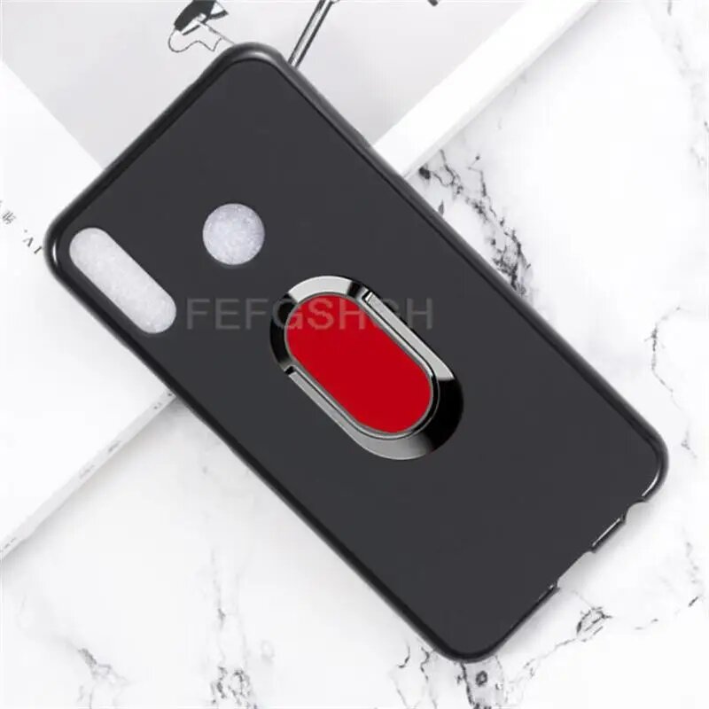 Чехол для Asus Zenfone 5Z (ZS620KL) черный с красным кольцом