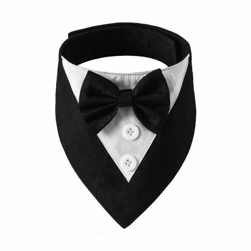 Модный бандана-смокинг для собак с регулируемым ошейником, Черный - S