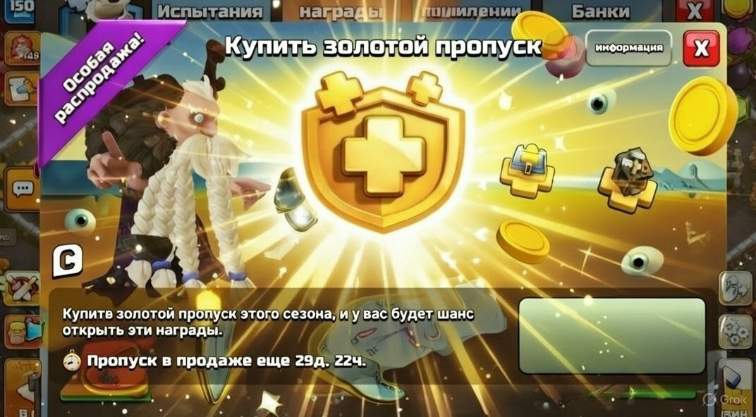 Пропуск В УЖЕ В магазине золотой пропуск со скидкой ✅ на аккаунте должна быть скидка