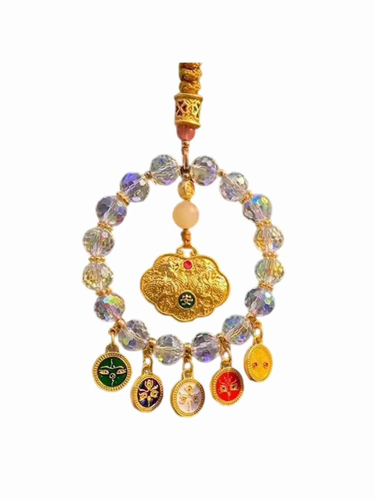 Украшения для автомобилей, Цепочка автомобильных подвесок, маленькие украшения в виде Будды из самшита, безопасные подвески -Бог богатства, безопасный дракон