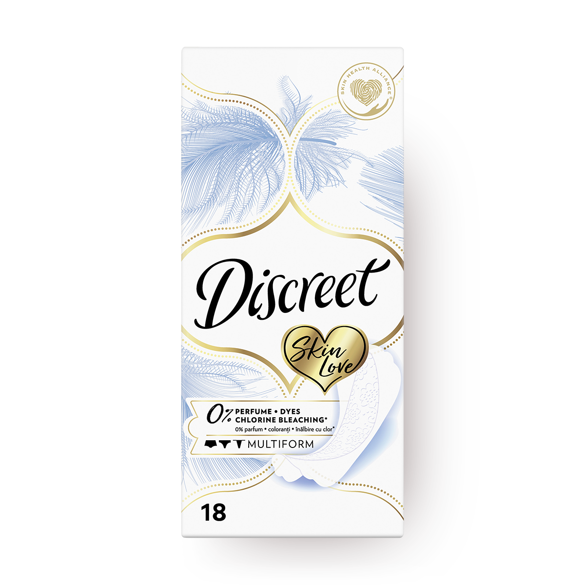 Ежедневные прокладки Discreet "Multiform Skin Love", без отдушек, белые, 18 шт.
