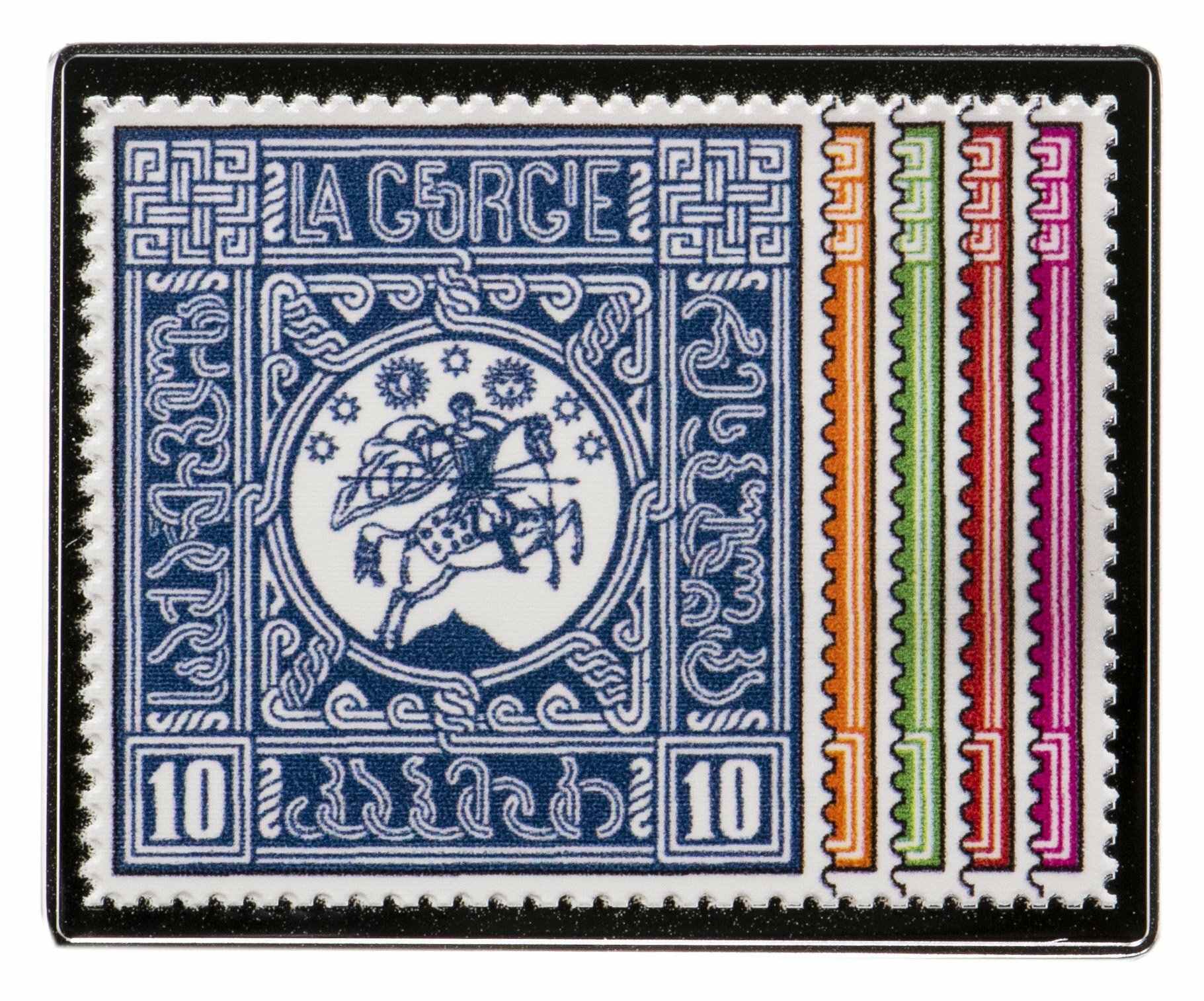 Грузия 5 лари 2019 "Почтовая марка", в футляре с сертификатом, Серебро 925, в сохранности Proof