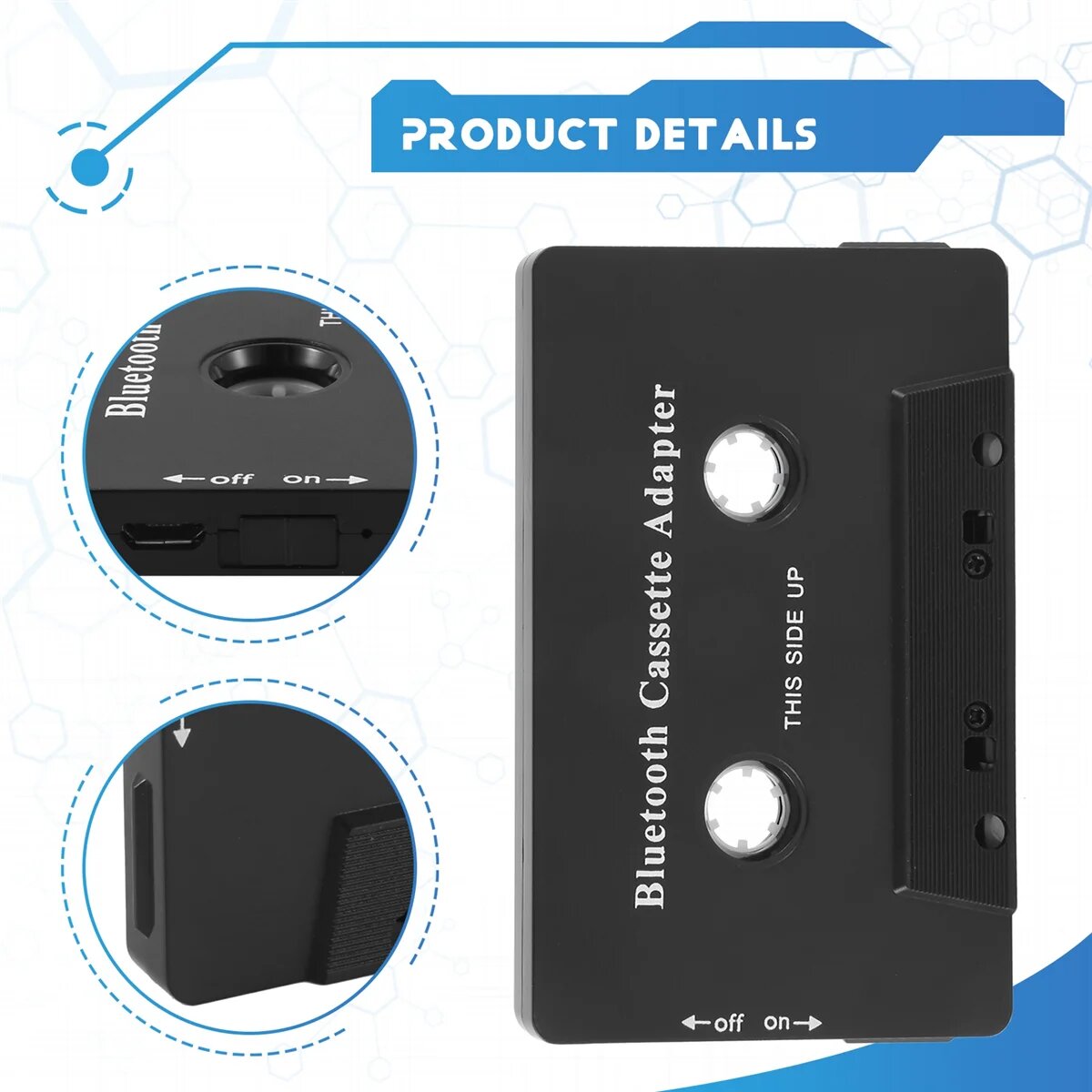 Кассетный плеер Универсальный кассетный Bluetooth 5.0 Аудио Автомобильная лента Aux Стерео адаптер с микрофоном для телефона MP3 AUX Кабель CD-плеер