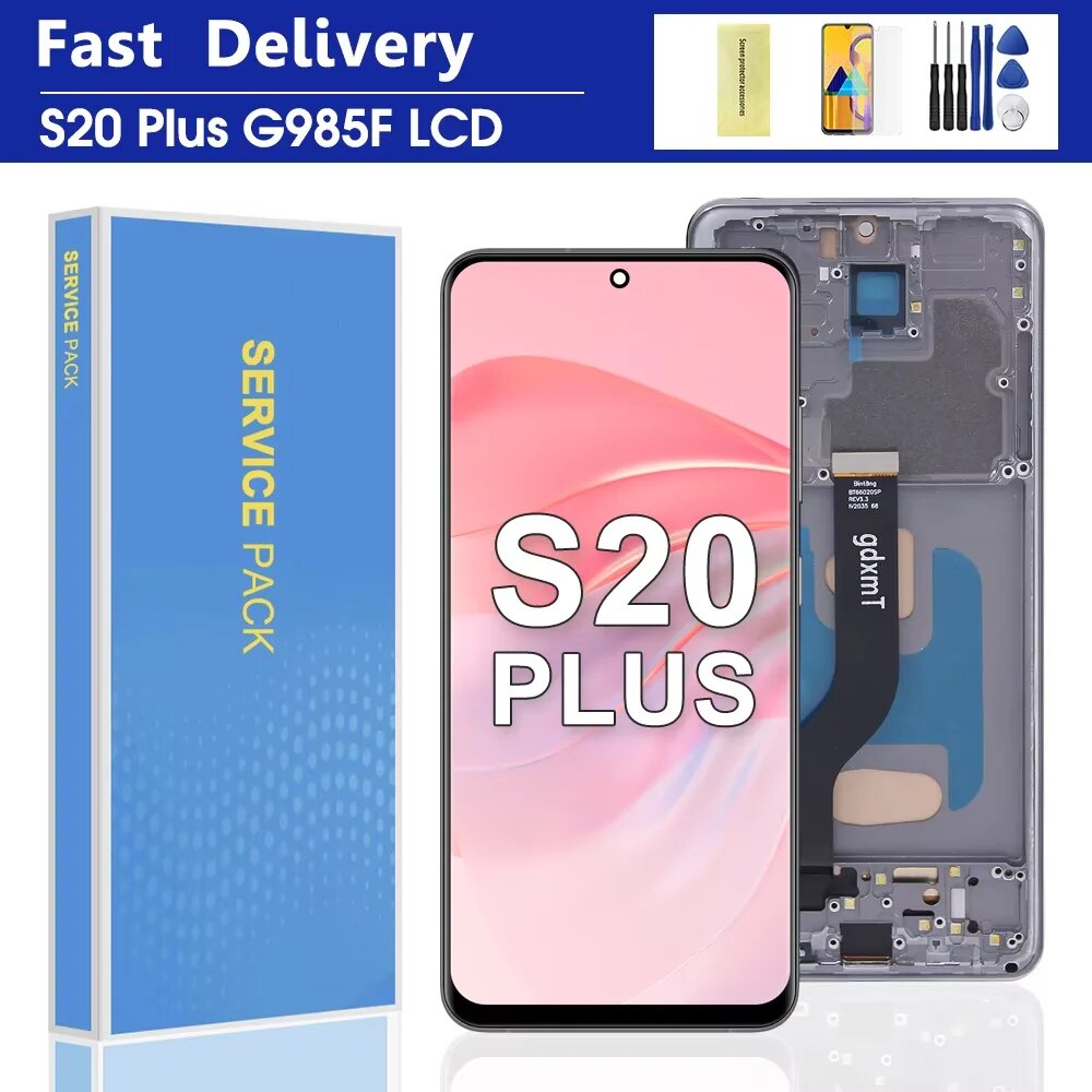 TFT протестированный экран дисплея S20 plus, для SAMSUNG S20 Plus G985 G985F 5G Black With Frame