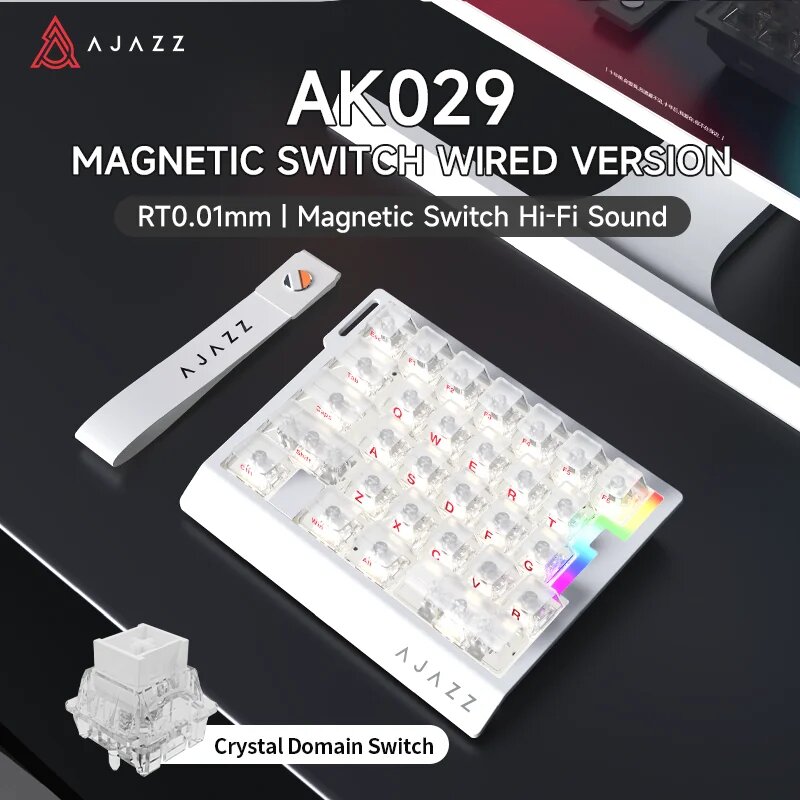 AJAZZ AK029 мини механическая игровая клавиатура Crystal Clear White