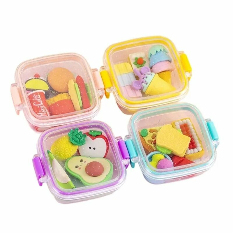 Яркие ластики в виде ланчбоксов для школьных принадлежностей, Fast food products