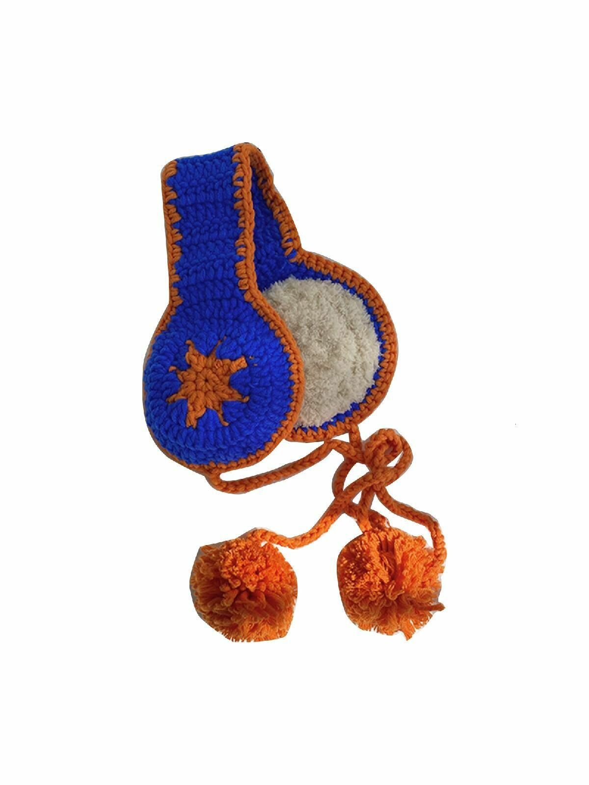 Наушники меховые, вязаные наушники на милых теплых бретельках ins_синий