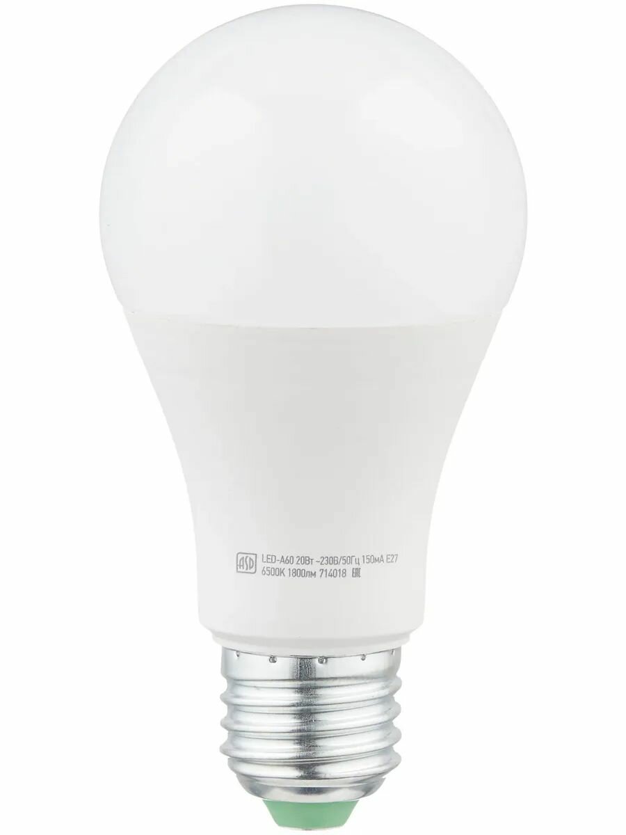 Светодиодная лампа ASD LED-standard, E27, A60, 20Вт