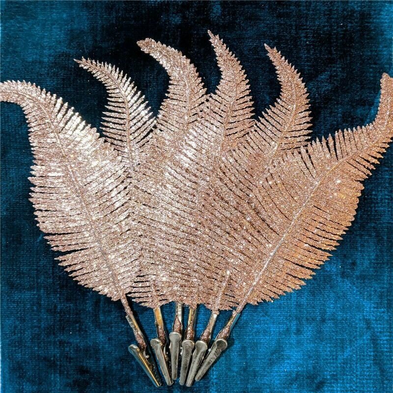 Украшение для декора gorgeous glitter finished feather ornaments, rose gold, 6 шт